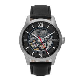 Montre squelette &agrave; bracelet en cuir Heritor Automatic Jonas