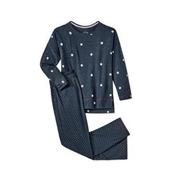 Tchibo - Pyjama - Damen - Gr. L - dunkelblau/gepunktet