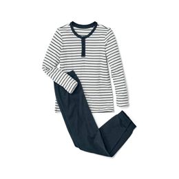 Tchibo - Kinder-Pyjama - Jungen - Gr. 134/140 - dunkelblau/gestreift
