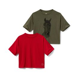 Tchibo - 2 Kinder-Funktionsshirts - M&auml;dchen - Gr. 170/176 - olivgr&uuml;n