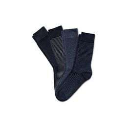 Tchibo - 4 Paar Socken - Herren - Gr. 44-46 - dunkelblau/gestreift