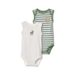 Tchibo - 2 Baby-Bodys mit Mitwachsfunktion - Baby - Gr. 62/68 - wei&szlig;/print