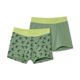 Tchibo - 2 Kinder-Slipboxer - Gr. 122/128 - dunkelgr&uuml;n/print