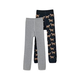 Tchibo - 2 Kinder-Strickleggings mit Stickerei - Kinder - Gr. 98/104 - dunkelblau/jacquard