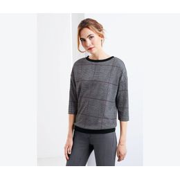Tchibo - Sweatshirt mit 3/4-&Auml;rmeln - Damen - Gr. M - schwarz/kariert