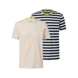 Tchibo - 2 T-Shirts mit Rundhals-Ausschnitt - Herren - Gr. L - wei&szlig;/gestreift