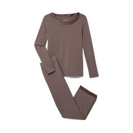 Tchibo - Pyjama-Set mit Satin - Damen - Gr. M - braun