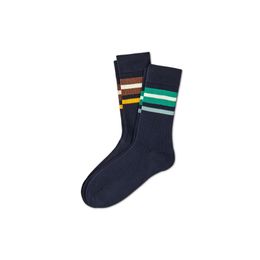 Tchibo - 2 Paar Rippstrick-Socken - Herren - Gr. 41-43 - dunkelblau/gestreift
