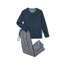 Tchibo - Pyjama mit gewebter Hose - Herren - Gr. XXL - dunkelblau/gestreift