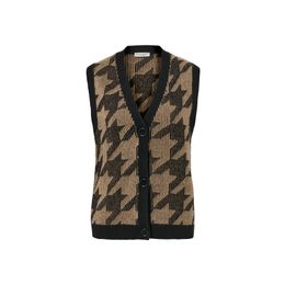 Tchibo - Strickweste mit Hahnentritt-Jacquard - Damen - Gr. L - schwarz/jacquard