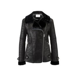 Tchibo - Bikerjacke mit Kunstpelz - Damen - Gr. 44 - schwarz