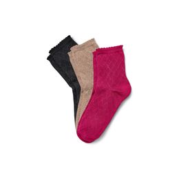 Tchibo - 3 Paar Socken mit Glitzergarn - Damen - Gr. 35-38 - rot