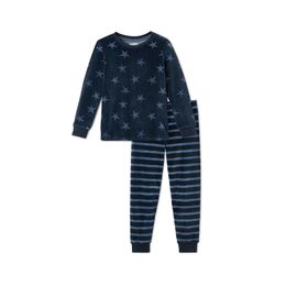 Tchibo - Nicki-Pyjama - Gr. 134/140 - dunkelblau/print