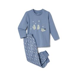 Tchibo - Kinder-Glow-in-the-dark-Pyjama mit Pinguinprint - Kinder - Gr. 134/140 - blau/print