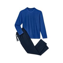 Tchibo - Herren-Pyjama mit Flanellhose - Herren - Gr. M - blau/gestreift