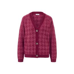 Tchibo - Grobstrick-Cardigan mit Hahnentritt-Jacquard - Damen - Gr. S - rot/jacquard