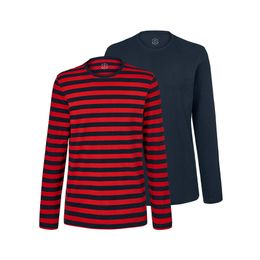 Tchibo - 2 Langarmshirts - Herren - Gr. M - dunkelblau/gestreift