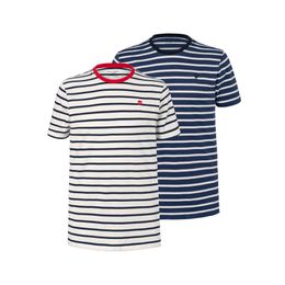 Tchibo - 2 T-Shirts mit Rundhalsausschnitt - Herren - Gr. S - dunkelblau/gestreift