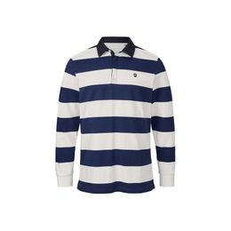 Tchibo - Langarm-Poloshirt - Herren - Gr. L - wei&szlig;/gestreift