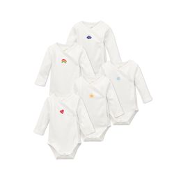 Tchibo - 5 Langarm Bodies - Baby - Gr. 50/56 - wei&szlig;/print
