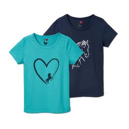 Tchibo - 2 T-Shirts - M&auml;dchen - Gr. 122/128 - silber