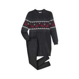 Tchibo - Pyjama - Damen - Gr. L - anthrazit/print