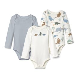 Tchibo - 3 Langarmbodys - Baby - Gr. 50/56 - creme/print