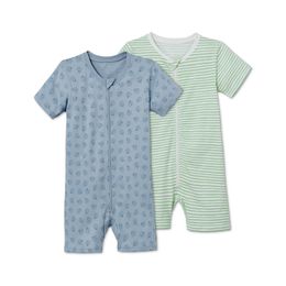 Tchibo - 2 Shorty-Pyjamas - Baby - Gr. 50/56 - hellblau/gestreift