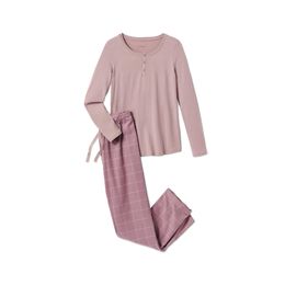 Tchibo - Flanell-Pyjama - Damen - Gr. M - ros&eacute;/kariert