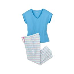 Tchibo - Pyjama - Damen - Gr. L - wei&szlig;/gestreift