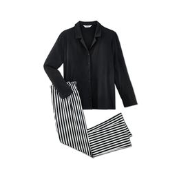 Tchibo - Pyjama - Damen - Gr. L - schwarz/gestreift