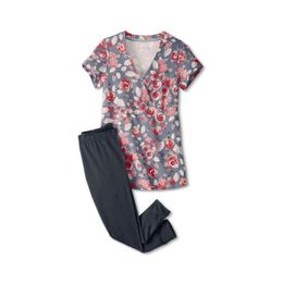 Tchibo - 3/4-Pyjama - Damen - Gr. L - dunkelgrau/print