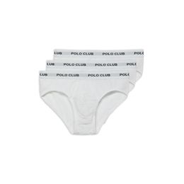 Slips im Dreierpack wei&szlig; mit Polo Club Logo-Detail