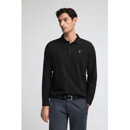 Poloshirt schwarz mit langen &Auml;rmeln und gesticktem Rigby Go-Logo