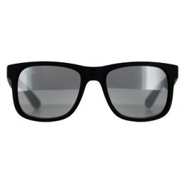 Lunettes De Soleil Ray-Ban Justin 4165 622/6g Caoutchouc Noir Miroir Gris Noir 51mm