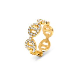 Tchibo - Ring &raquo;Schiffsanker&laquo; mit Glaskristallsteinen - Damen - Gr. 18 - gold