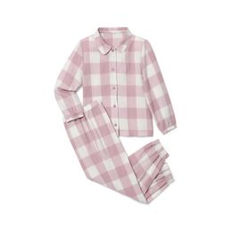 Tchibo - Kinder-Flanell-Pyjama - M&auml;dchen - Gr. 98/104 - creme/kariert