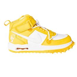 Nike - "Off White" High Top Turnschuhe f&uuml;r Herren/Damen Unisex, Leder (Gelb/Wei&szlig;)