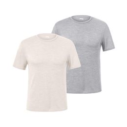 Tchibo - 2 Funktionsshirt mit Wolle - Herren - Gr. S - hellgrau
