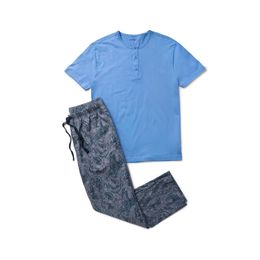 Tchibo - Pyjama-Set mit gewebter Hose - Herren - Gr. L - dunkelblau/paisley