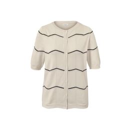 Feinstrick-Cardigan mit Ajour-Muster - Damen - Gr. M - dunkelblau/gestreift