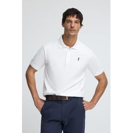 Poloshirt wei&szlig; aus Pikee mit gesticktem Rigby Go-Logo