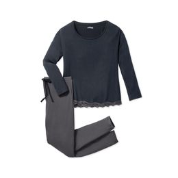 Tchibo - Pyjama mit Spitze - Damen - Gr. L - dunkelgrau