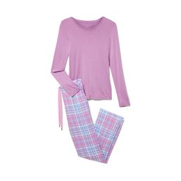 Tchibo - Pyjama mit Webhose - Damen - Gr. XS - hellblau/kariert