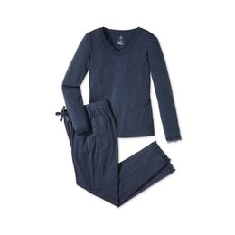Tchibo - Pyjama mit Spitzenbesatz - Damen - Gr. M - dunkelblau