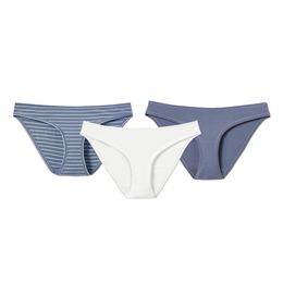 Tchibo - 3 Slips - Damen - Gr. L - blau/gestreift