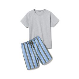 Tchibo - Shorty-Pyjama - Herren - Gr. XL - hellgrau/gestreift