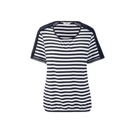 Tchibo - Shirt mit Crochet-Tape - Damen - Gr. L - dunkelblau/gestreift