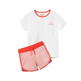 Tchibo - Shorty-Pyjama - M&auml;dchen - Gr. 134/140 - orange/gestreift