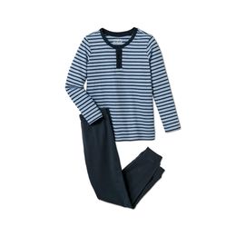 Tchibo - Kinder-Pyjama - Jungen - Gr. 122/128 - dunkelblau/gestreift